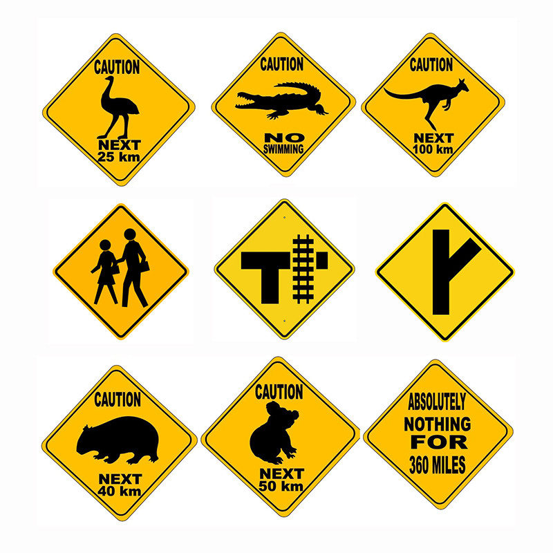 Yellow Animal Pedestrain Crossing Slow Down Warning Signage Reflective ...
